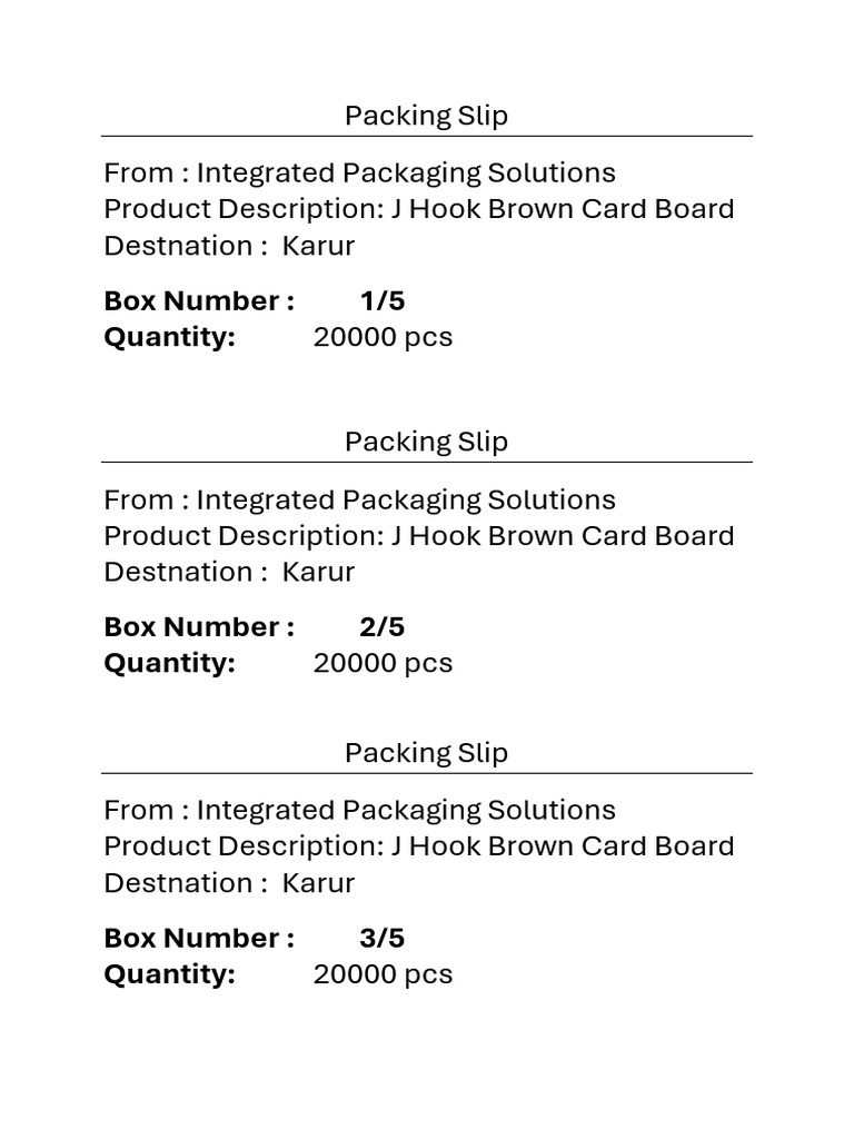 Packing Slip - Integrated - PO 324 - J Hook[1] | PDF