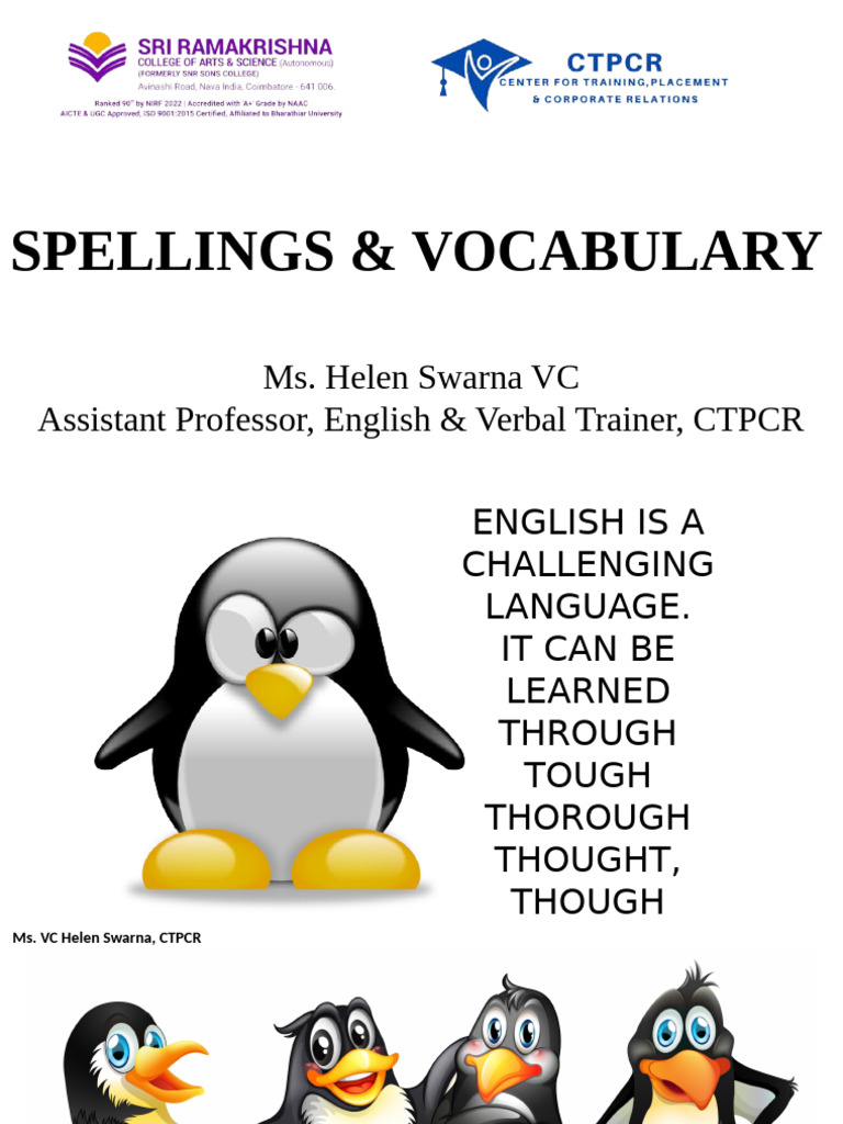 Basics of Spellings & Vocabulary | PDF | Vocabulary | Language Acquisition