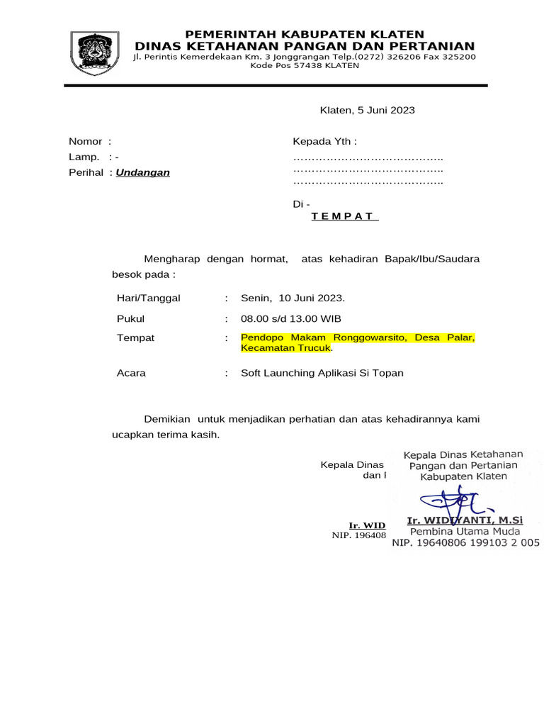 Undangan Soft Launching Si Topan | PDF