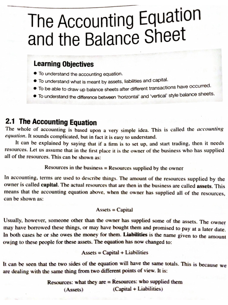 Accounting Equation & Balance Sheet - Lesson 1 | PDF