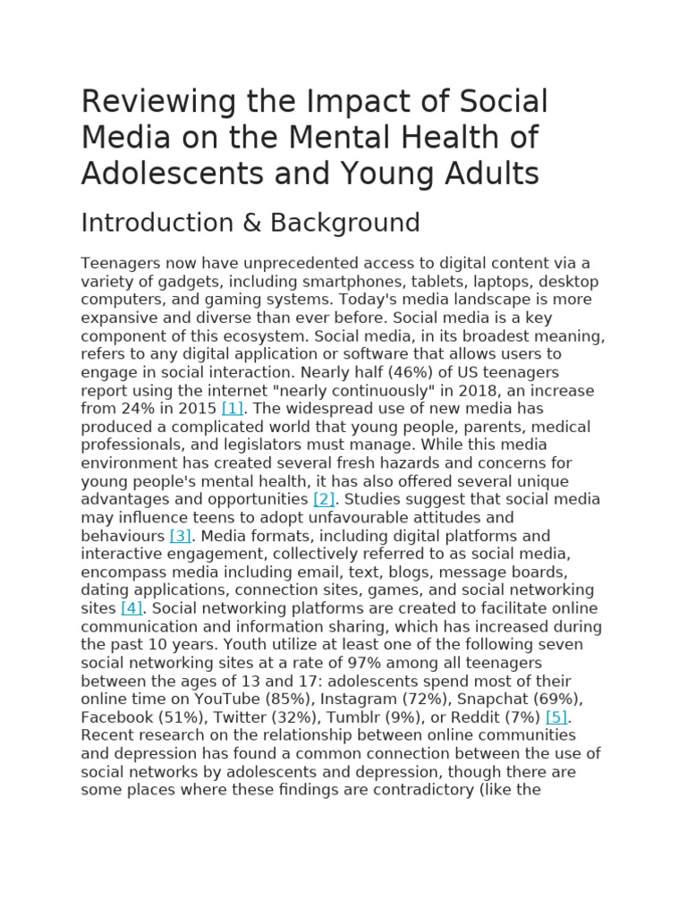Reviewing The Impact of Social Media On The Mental Health of ...