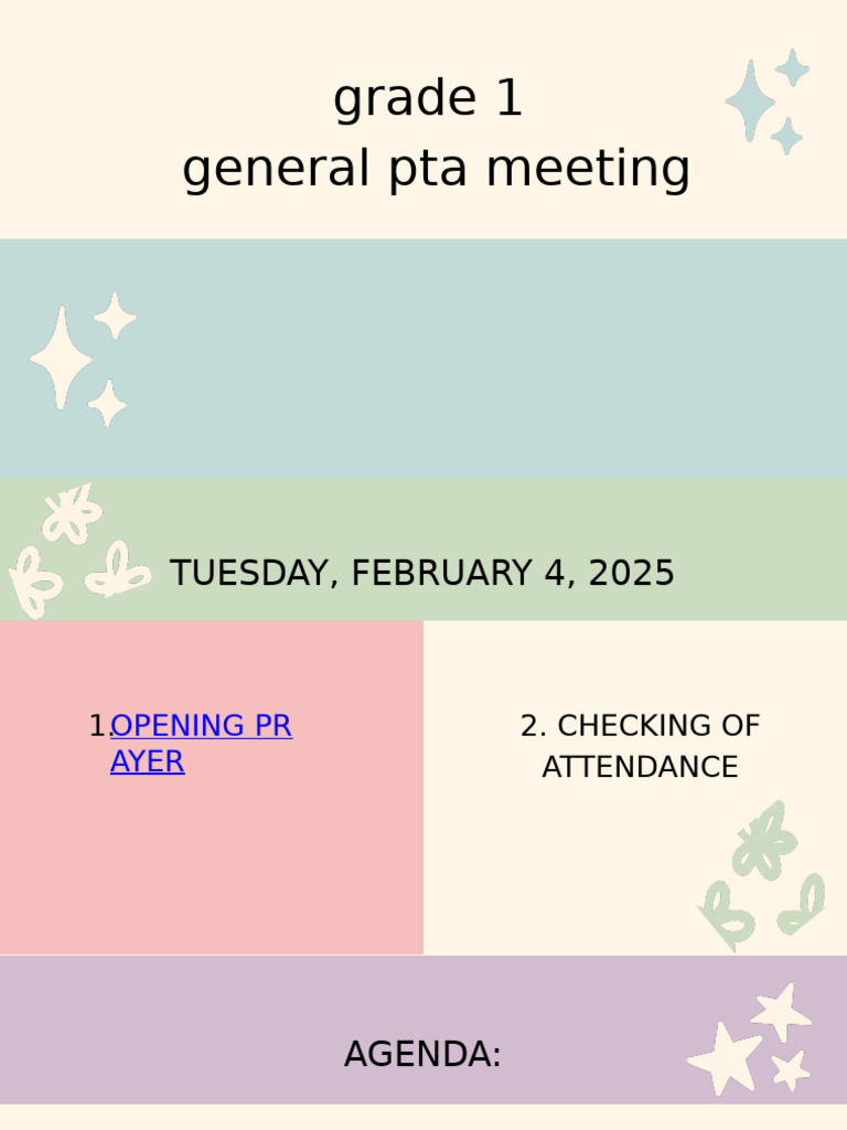 Grade 1 PTA Meeting Agenda - Feb 2025 | PDF