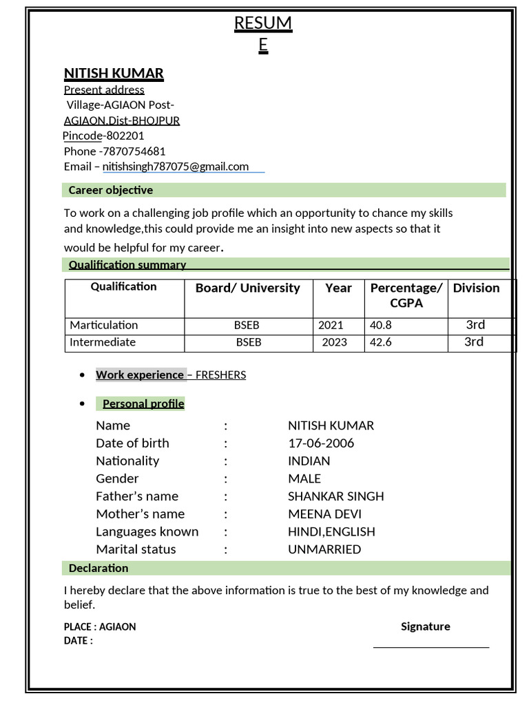 Janki Kumri Resume | PDF
