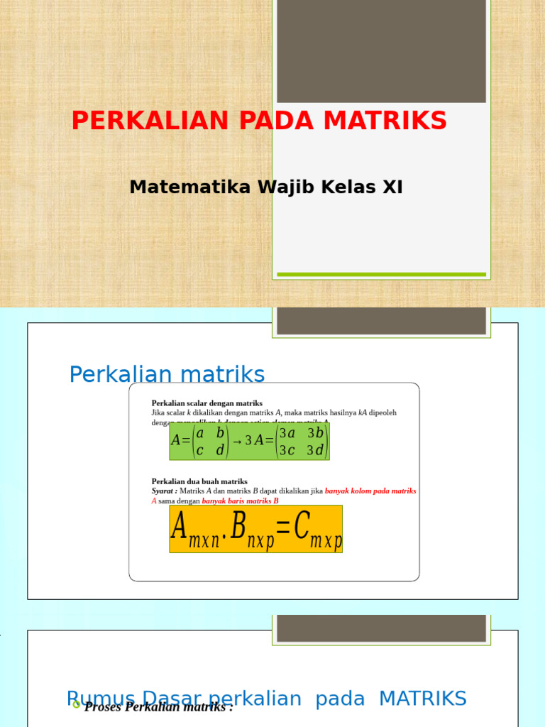 PPT Perkalian Matriks | PDF
