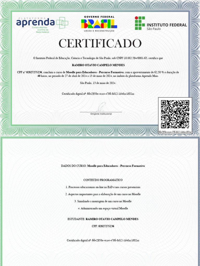 Moodle para Educadores Percurso Formativo-Certificado Digital 1003176 | PDF
