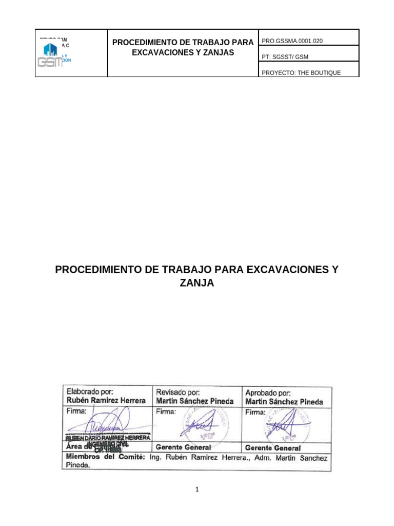 Procedimiento Trabajos Excavaciones y Zanjas | PDF | Fundación ...