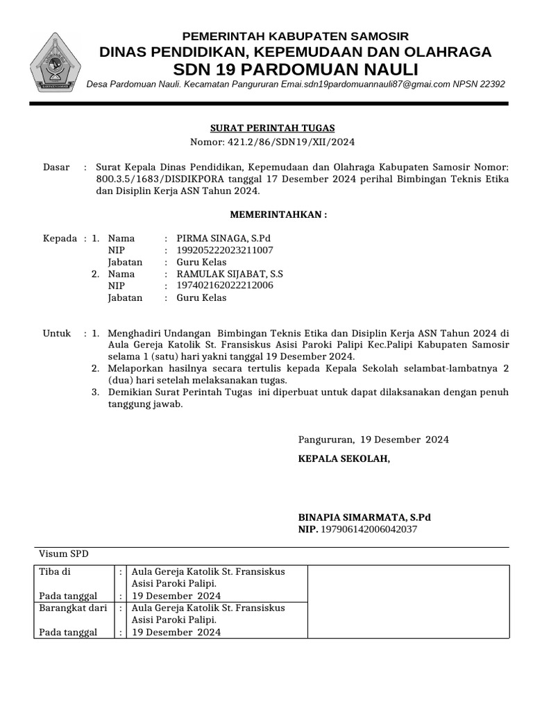 Form baku SPPD Visum | PDF