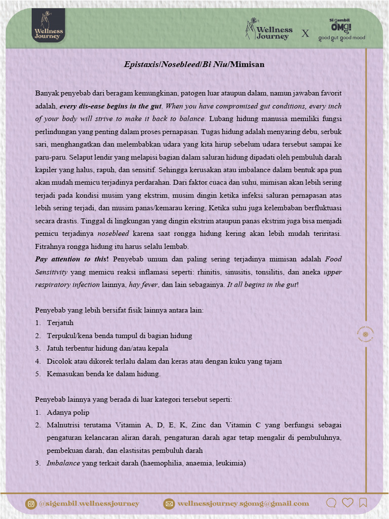 Penyebab dan Penanganan Mimisan | PDF