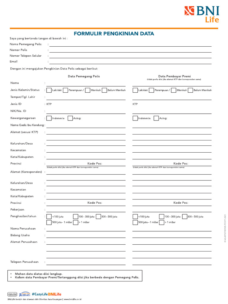 Formulir Pengkinian Data | PDF
