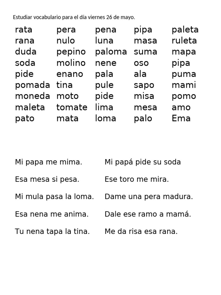 Vocabulario Primero | PDF