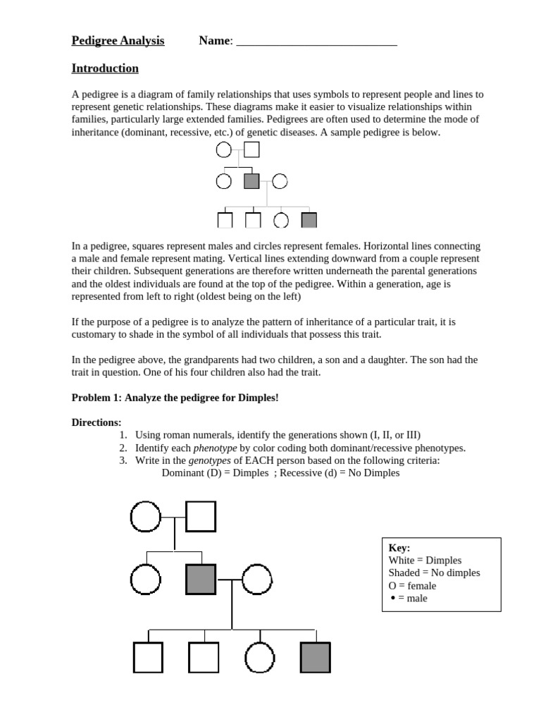 Genetic Pedigree Exercises | PDF | Dominance (Genetics) | Genotype