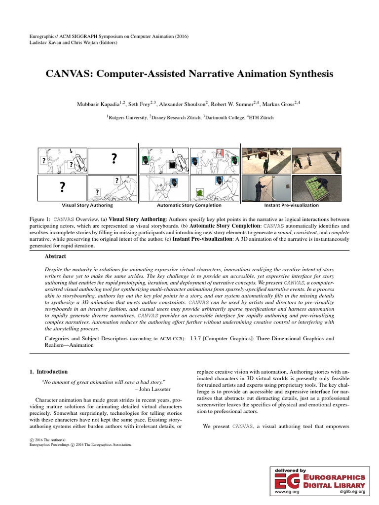 CANVAS Computer-Assisted Narrative Animation Synthesis | PDF ...