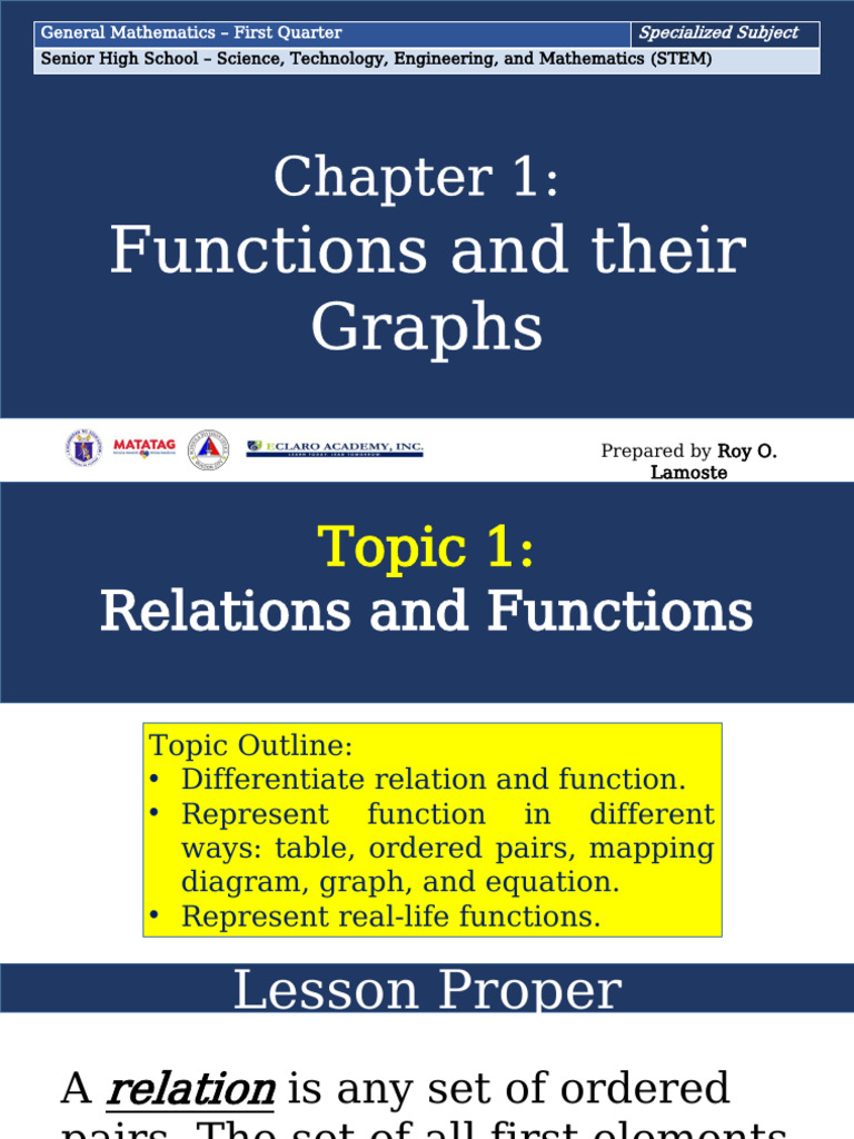 Genmath Q1 T1 Functions Pdf Function Mathematics Mathematical Concepts 