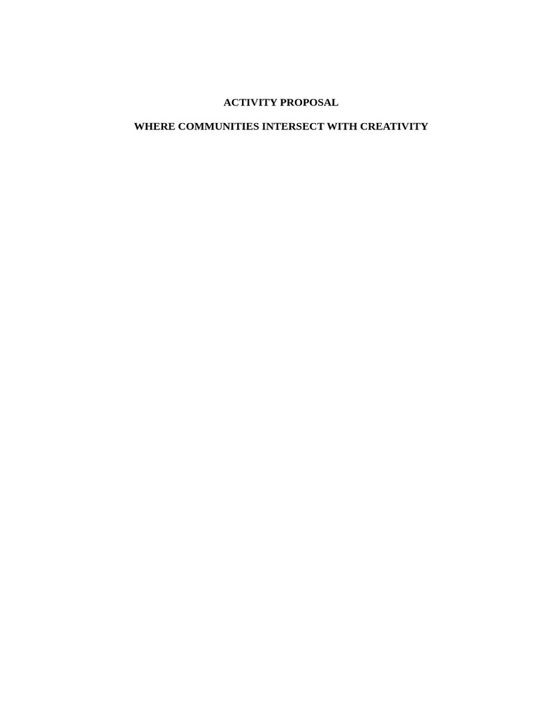 Activity Proposal | PDF | Creativity | Community