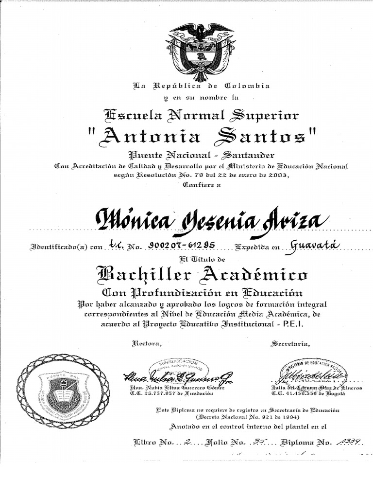 Diploma Bachiller | PDF