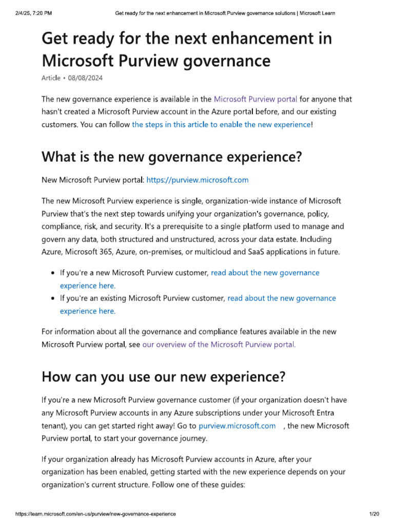 Get Ready For The Next Enhancement in Microsoft Purview Governance | PDF
