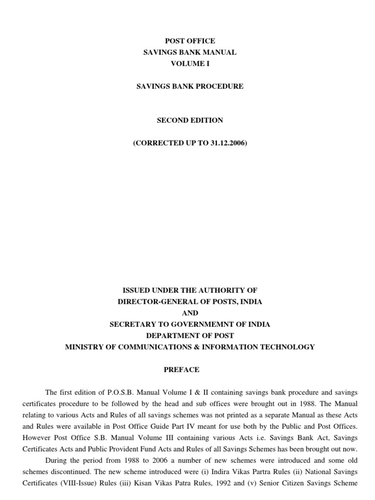 POSB Manual Vol-I | PDF | Deposit Account | Cheque