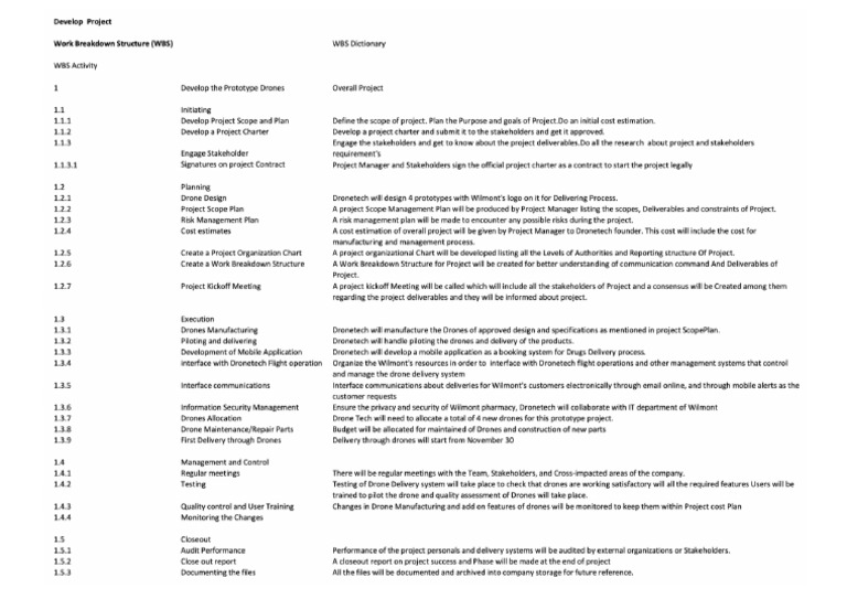 Project WBS Dictionary | PDF