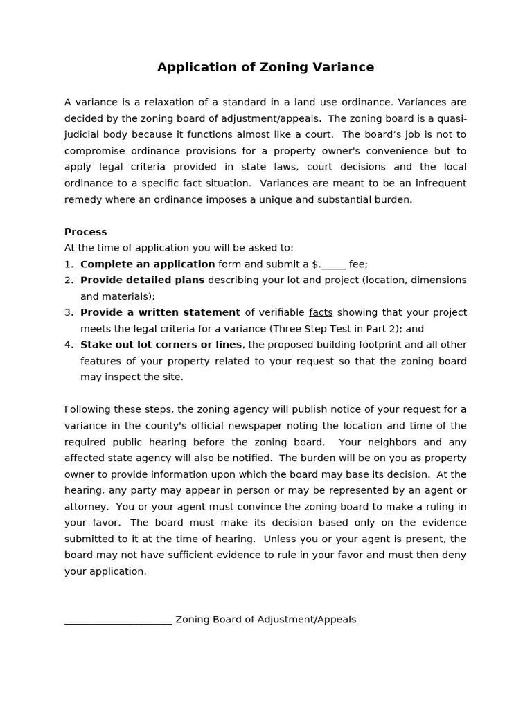 Application of Zoning Variance | PDF | Zoning | Justice