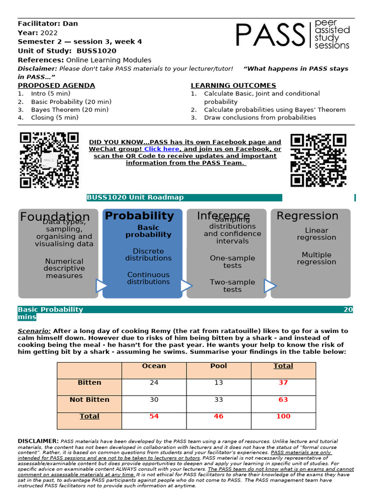 Session 3, Week 4, Basic Probability | PDF | Regression Analysis | Probability