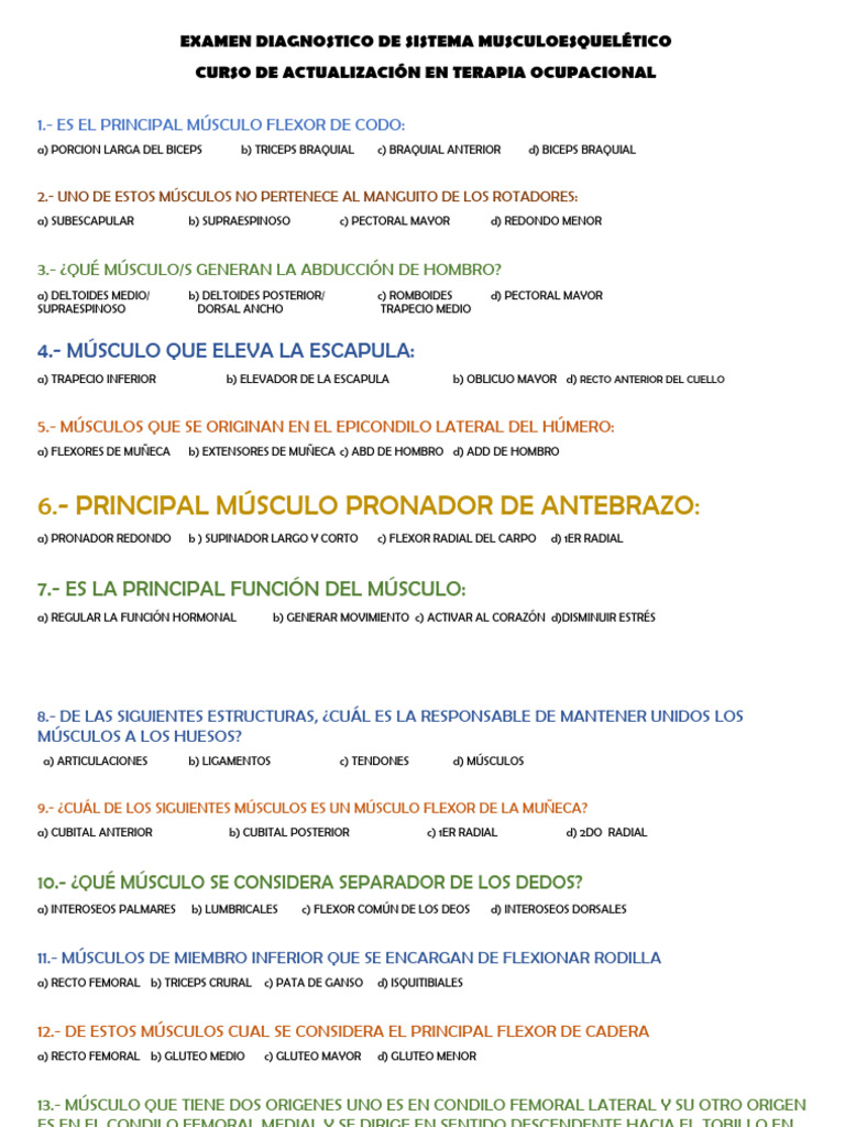 Examen Diagnostico de Sistema Musculoesquelético | PDF | Hombro ...