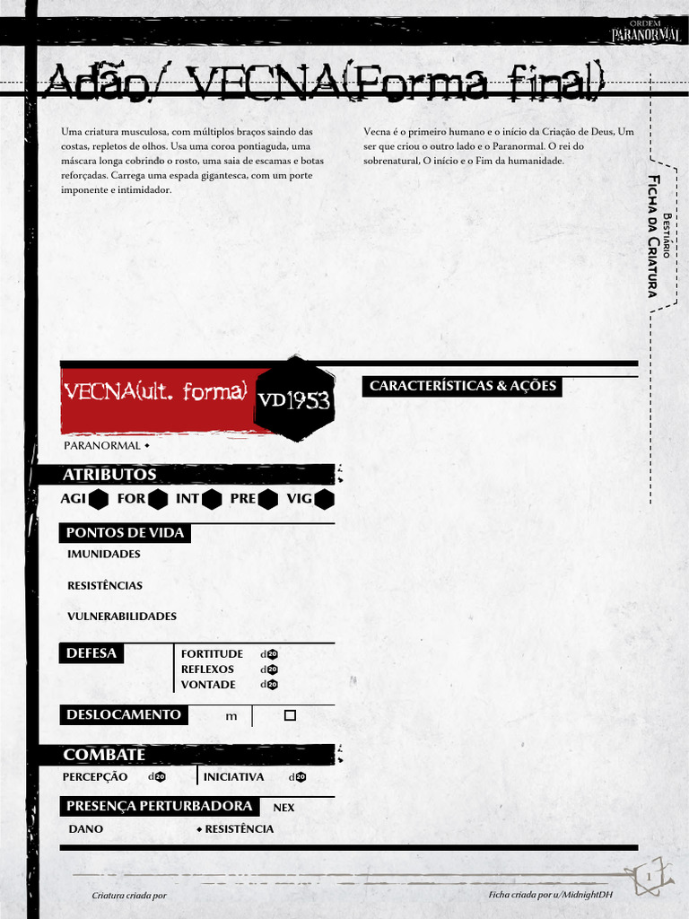 Ficha de Vecna para D&D 5E | PDF