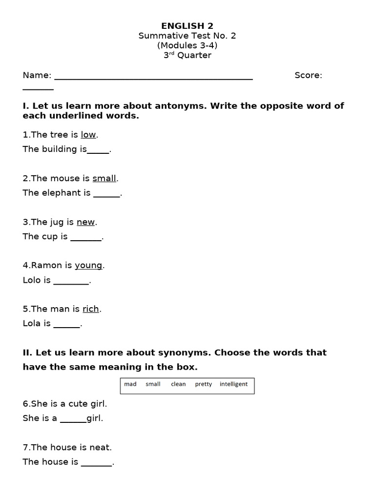 Eng2 Q3 Summative | PDF