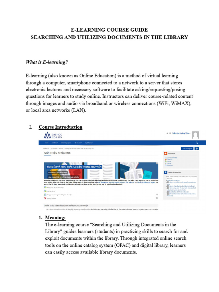 E Learning Library Document Guide Pdf