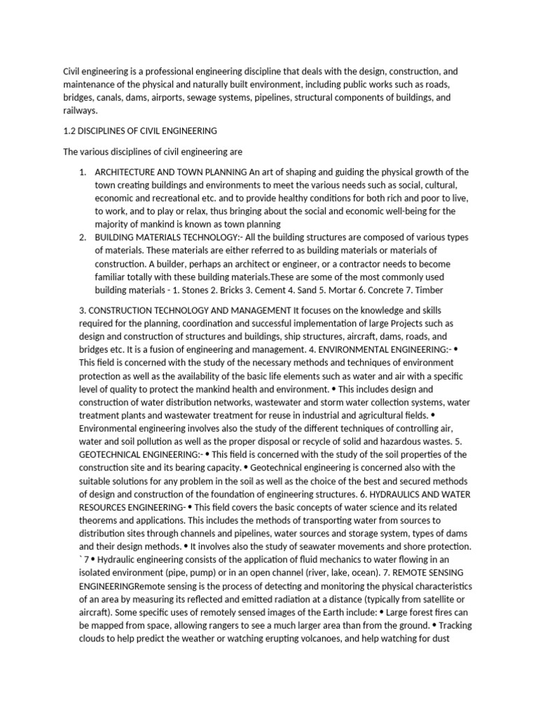 Civil Engineering Disciplines Guide | PDF | Water | Engineering