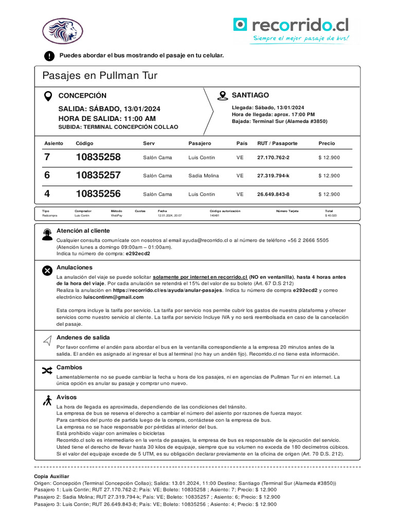 Pasaje recorrido e292ecd2 | PDF