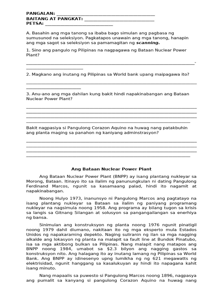 Pagbasa Activity 1 | PDF