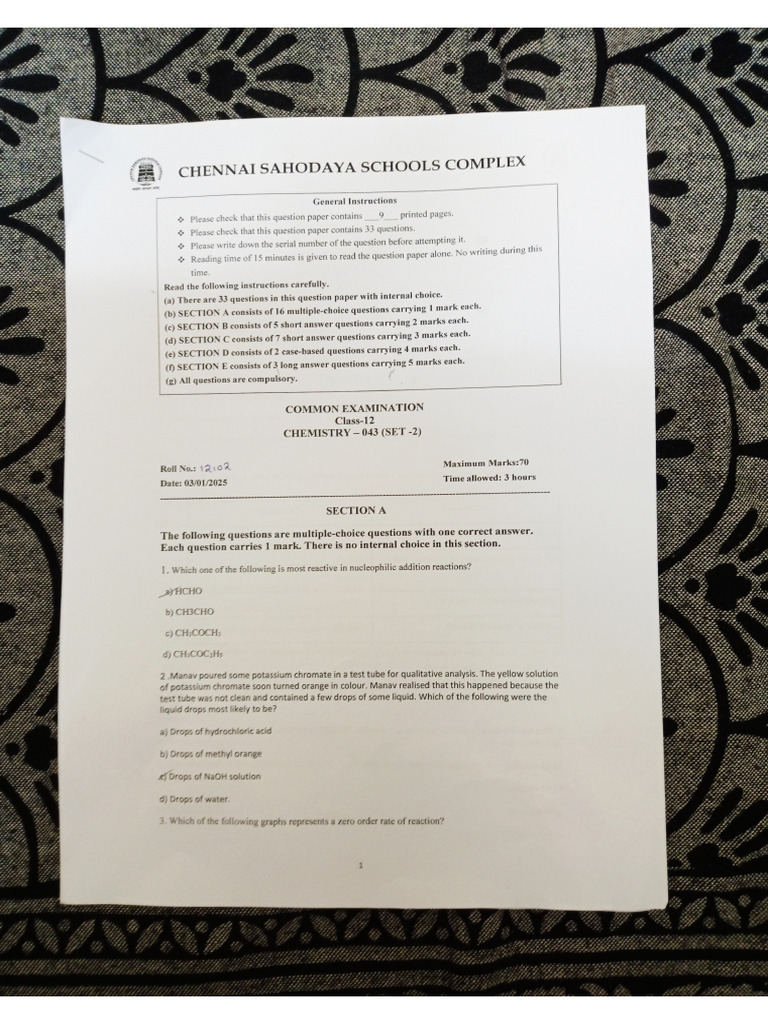 Chem Chennai Sahodaya | PDF