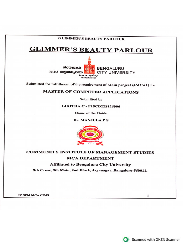 Glimmer's Beauty Parlour Report | PDF