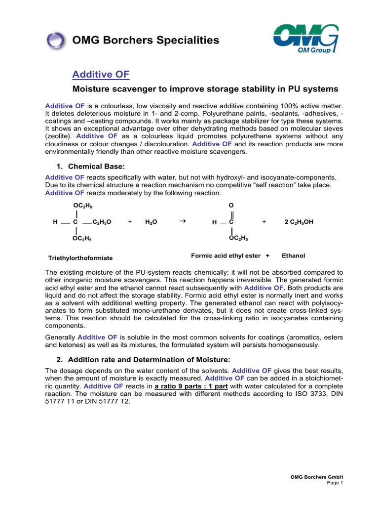 Additive OF Releases Moirure Stoge Stability | PDF | Ethanol | Ester