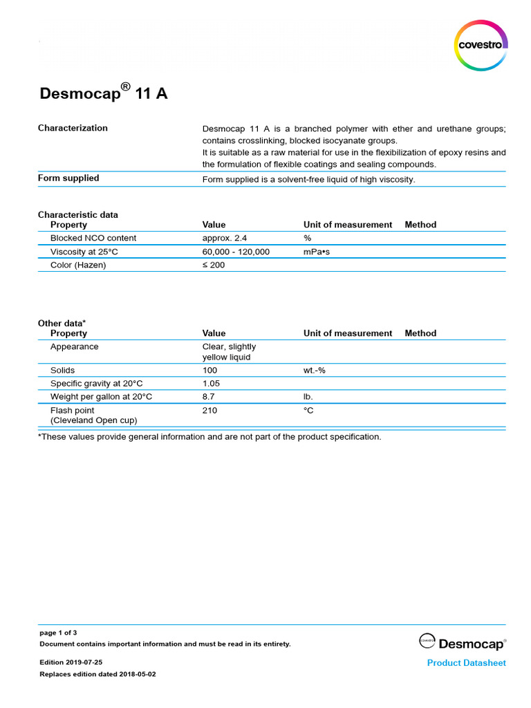Desmocap 11 A - en - 04899016 12942408 13271965 | PDF | Epoxy | Physical Chemistry