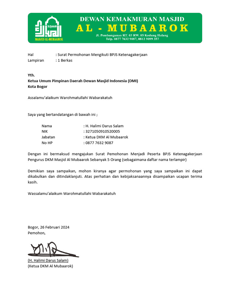 Surat-Permohonan-Izin BPJS | PDF