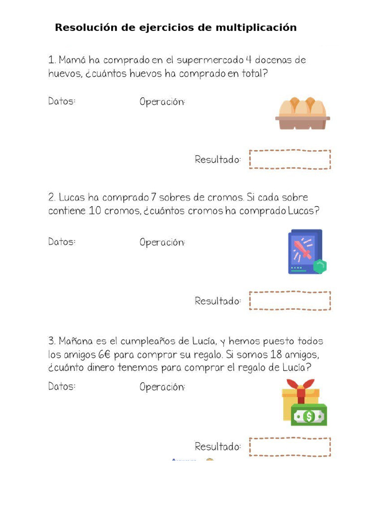 Tarea de Mate Problemas de Multiplicación 29 1 25 | PDF