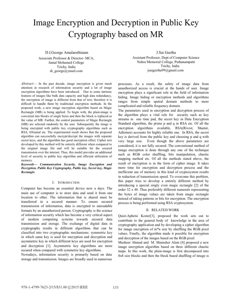 Image Encryption via Public Key Cryptography | PDF | Key (Cryptography) | Encryption