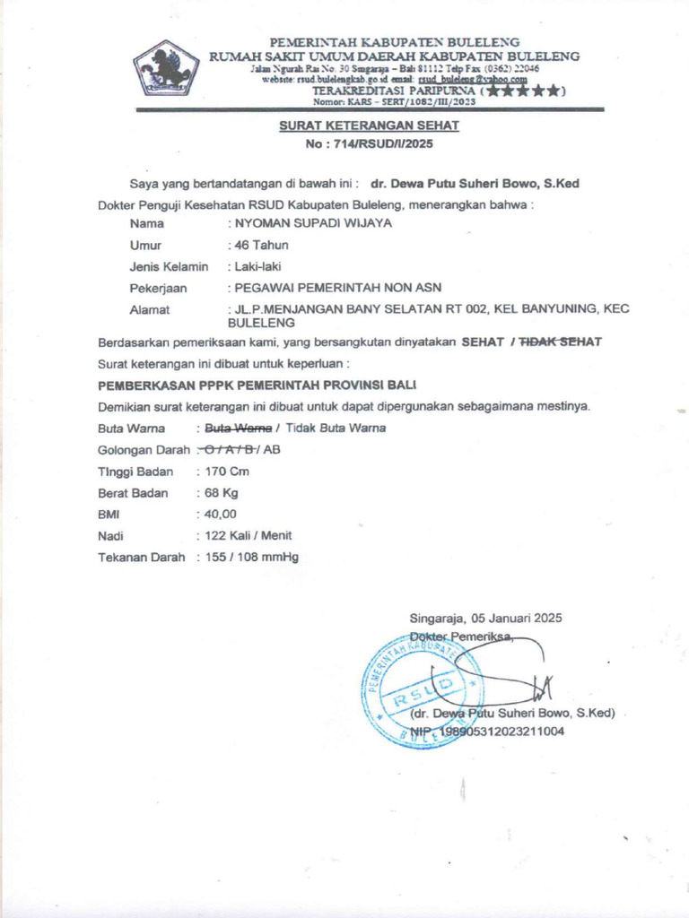 Surat Keterangan Sehat Jasmani Rohani Final - Compressed | PDF