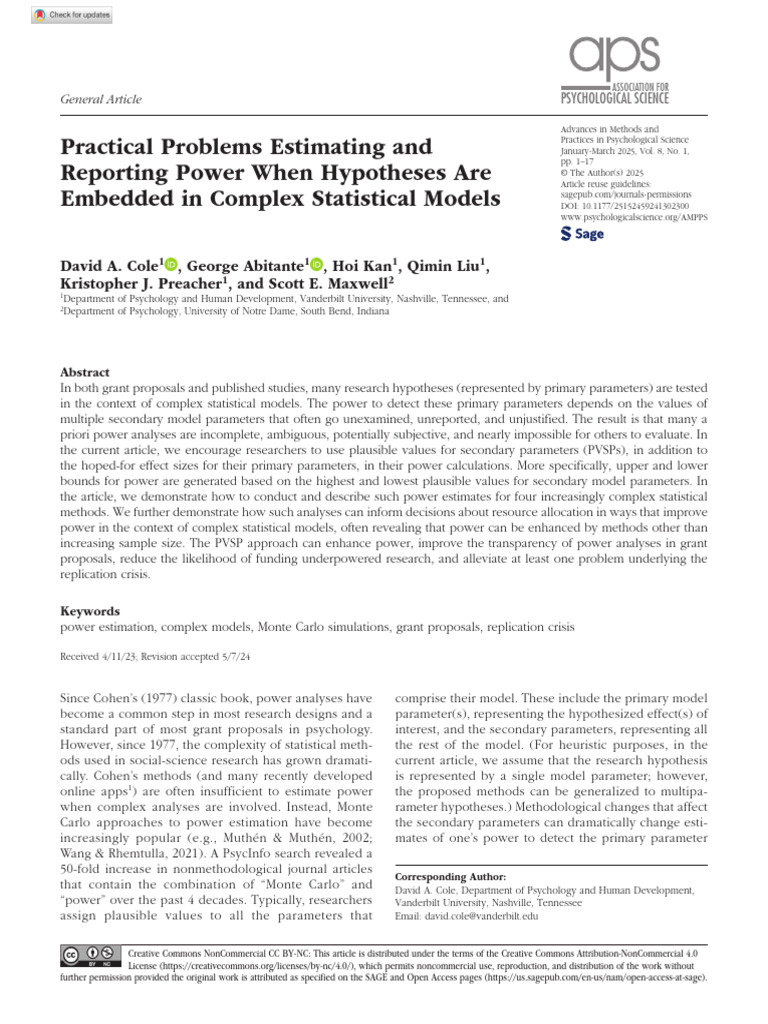 Cole Et Al 2025 Practical Problems Estimating and Reporting Power When ...