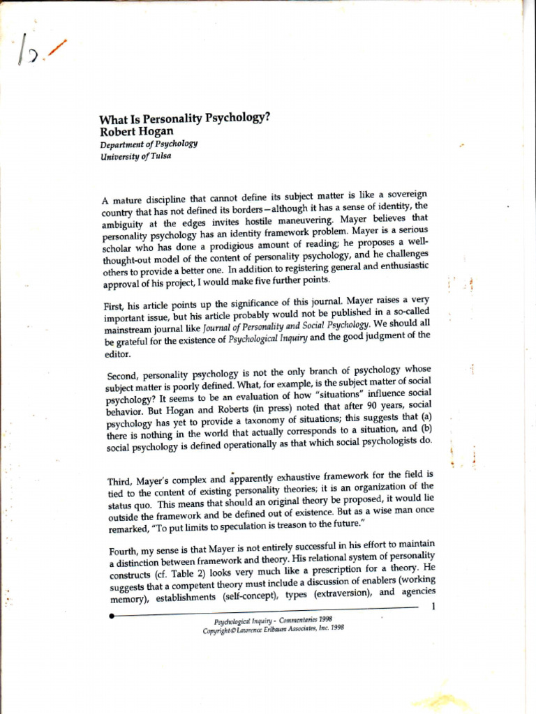 Personal Psychology Article | PDF