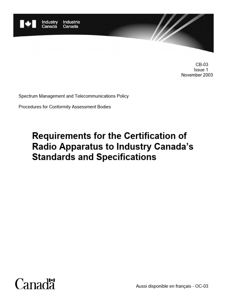 CB-03 Issue 1, Nov. 2003 | PDF | Specification (Technical Standard ...