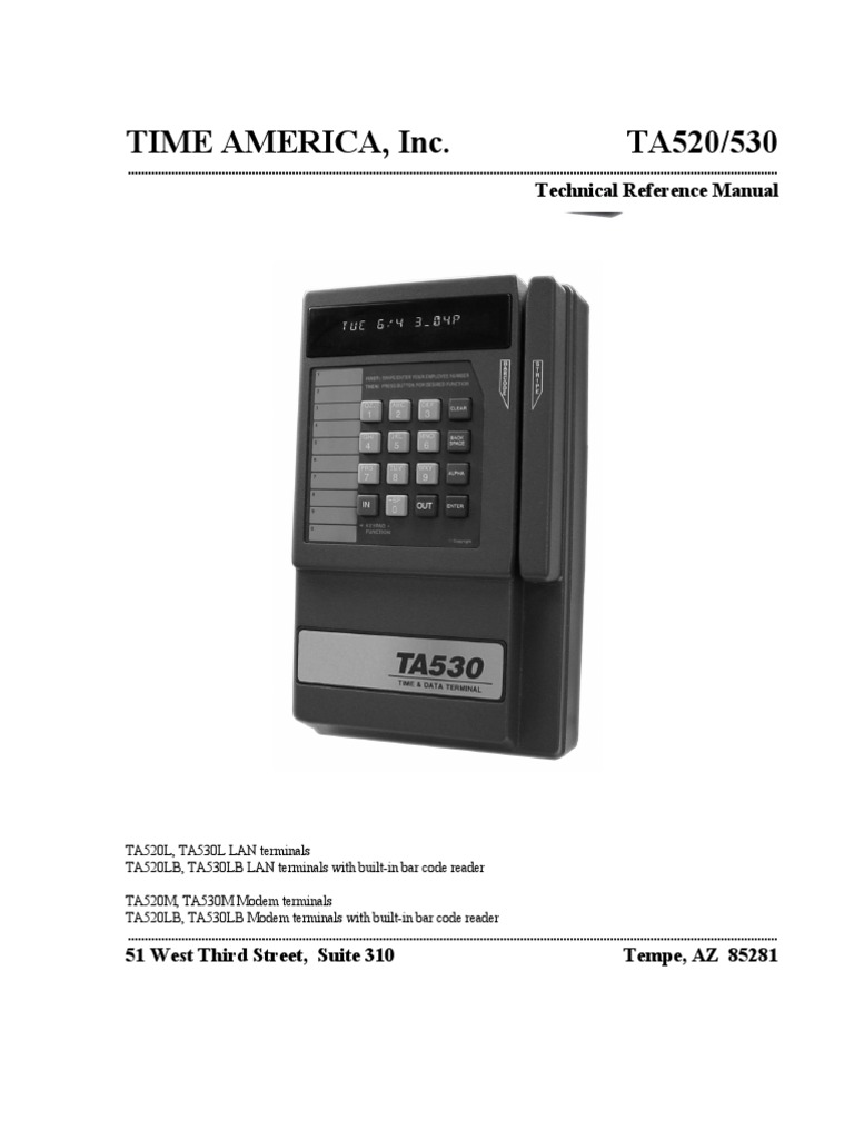 Time America, Inc. TA520/530: Technical Reference Manual | PDF ...