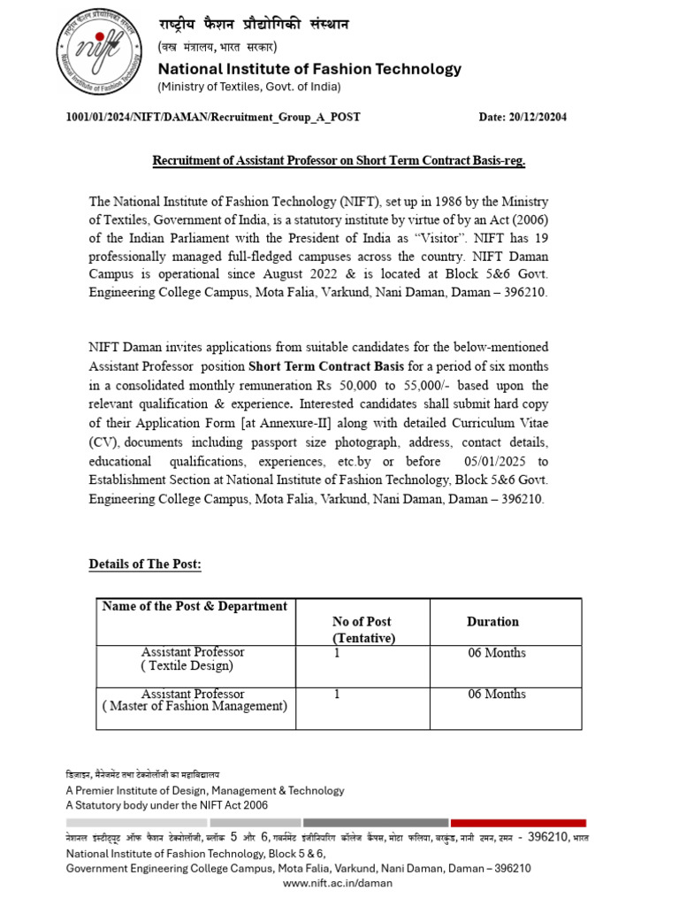 Group A (TD & MFM) Post Application Form | PDF