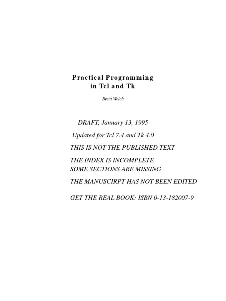 Practical Programming In Tcl And Tk Pdf Command Line Interface C