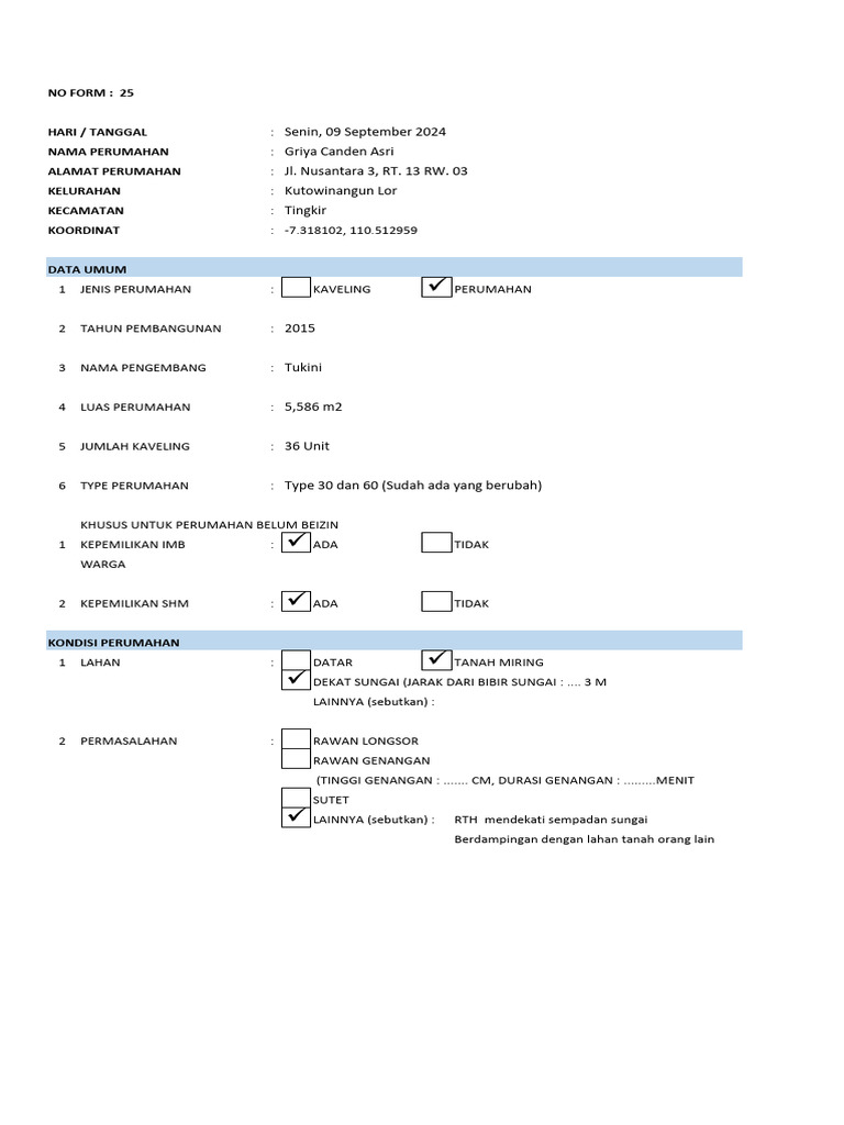 Kondisi dan Data Griya Canden Asri | PDF