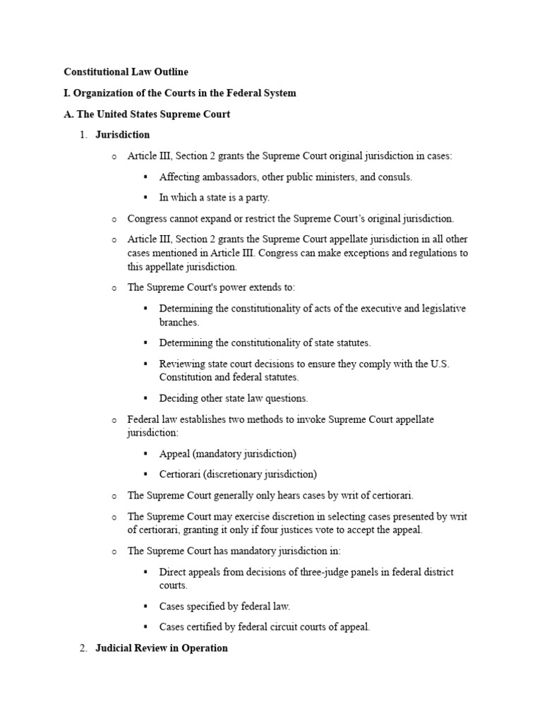 Constitutional Law Outline | PDF | Federal Preemption | Supremacy Clause