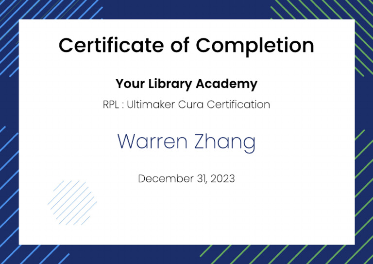 Certificate of Completion - Warren Zhang | PDF