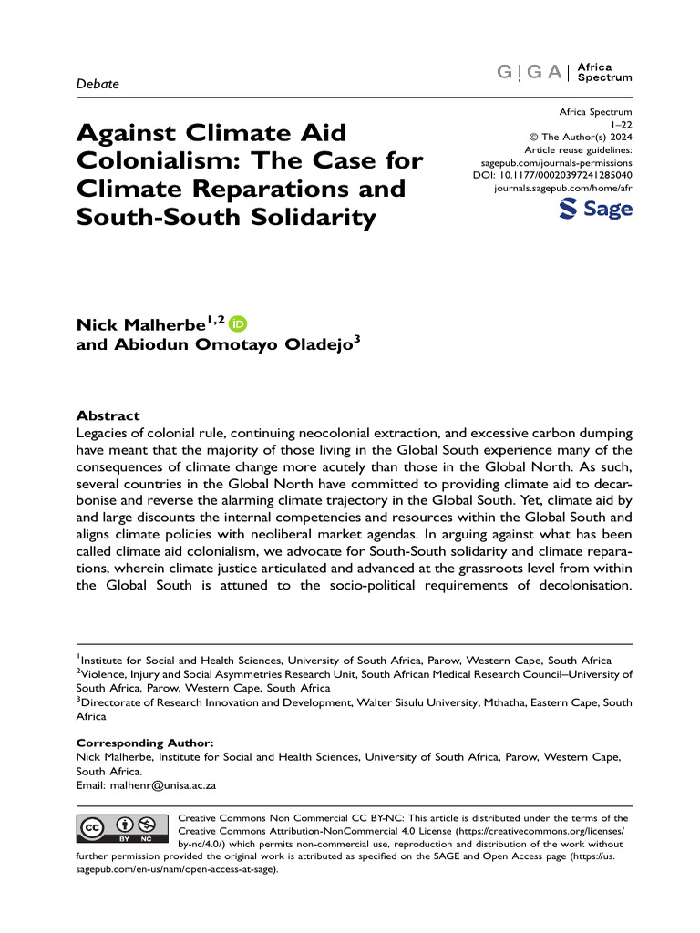 Climate Reparations and South-South Solidarity | PDF | Aids ...