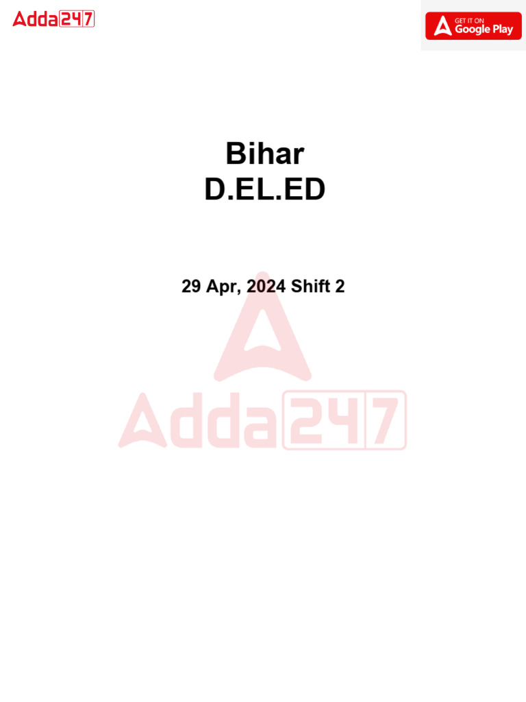 Bihar Deled Question | PDF